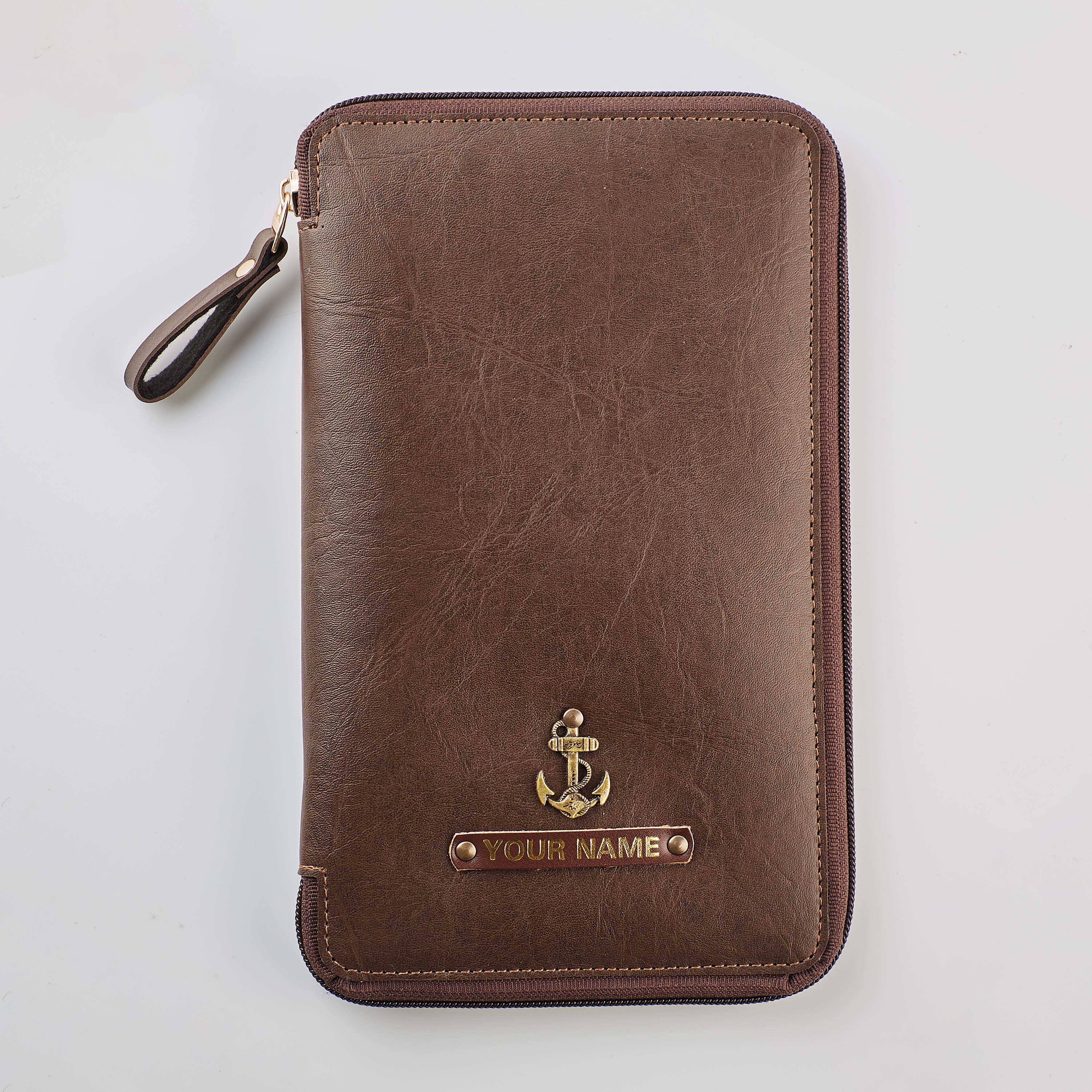 Home PERSONALISED ZIPPERED TRAVEL CASE - BROWN