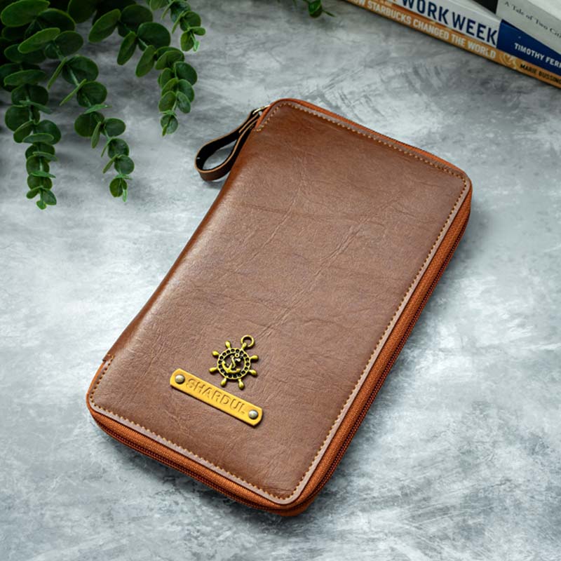 Explore Personalized Zippered Travel Case Brown | The Black Box Co