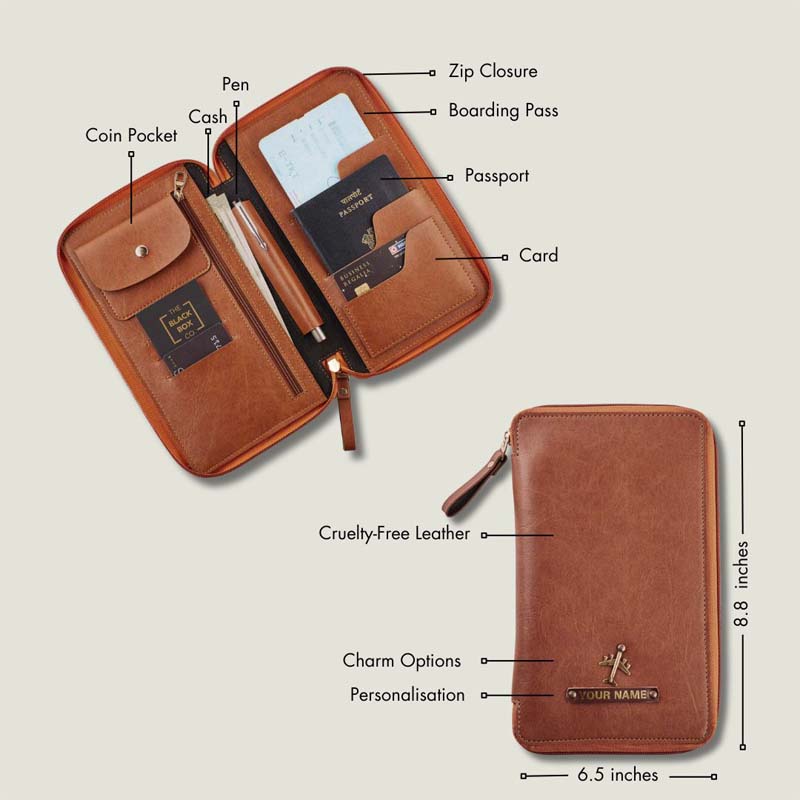 Explore Personalized Zippered Travel Case Brown | The Black Box Co