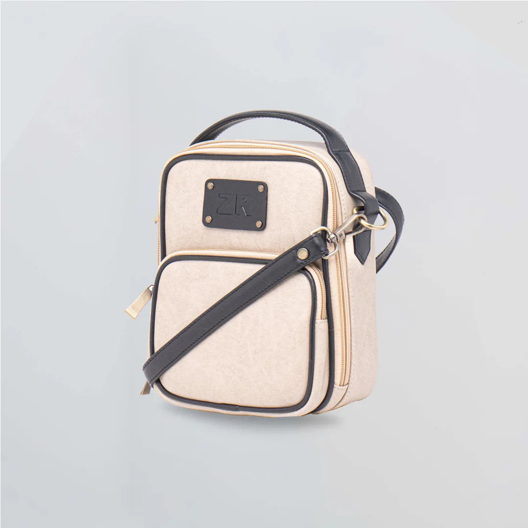 Personalised Travel Crossbody Bag - Beige | The Black Box Co.
